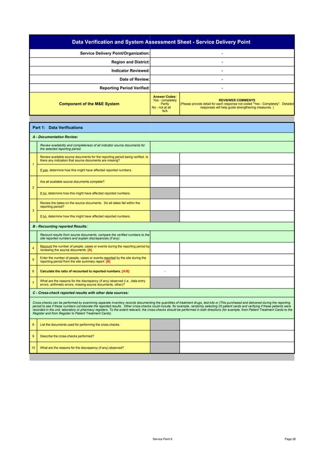 Routine data quality assessment tool june 2008 | XLS | Business | Business and Finance