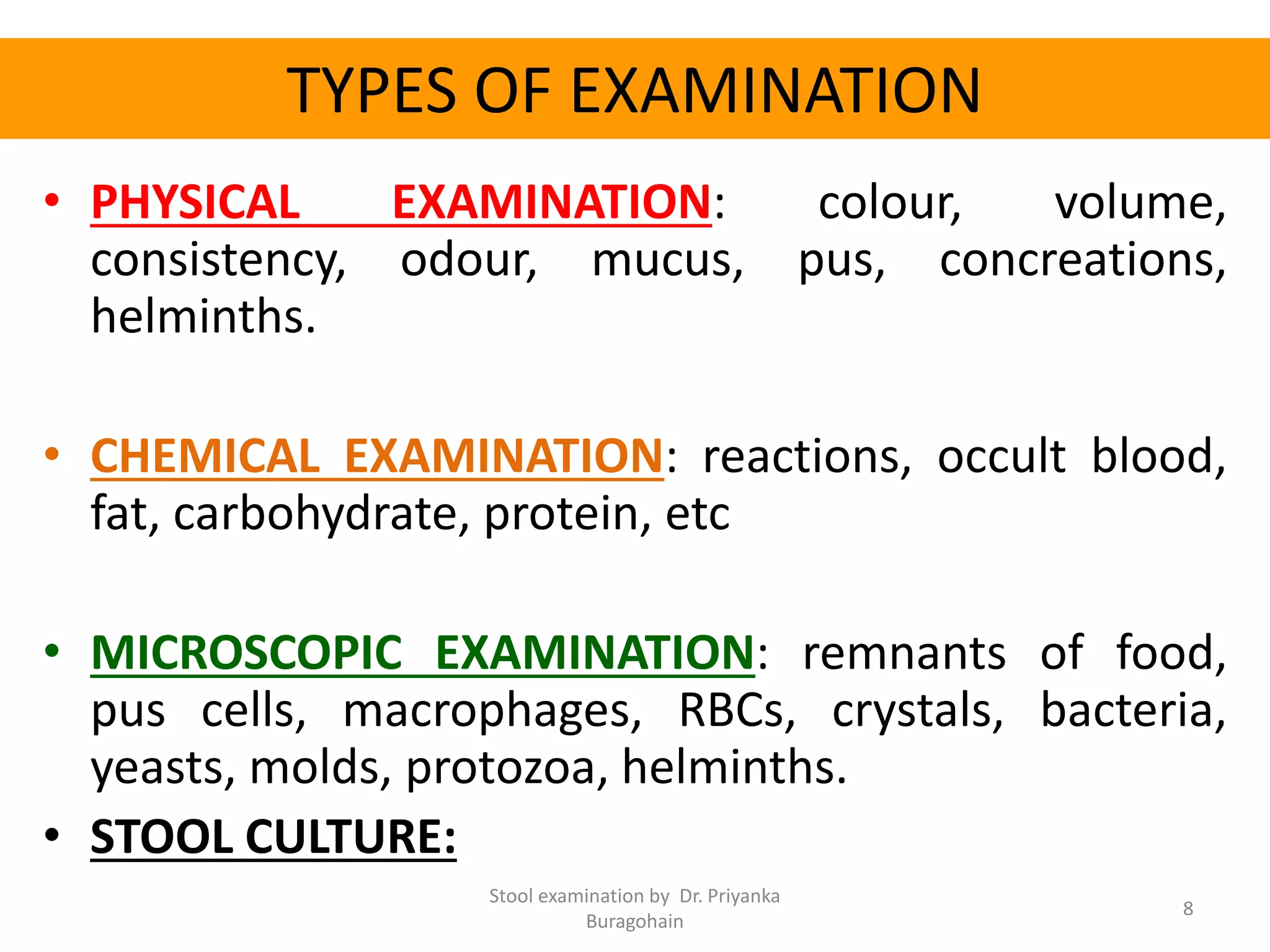 Routine examination of stool | PPTX