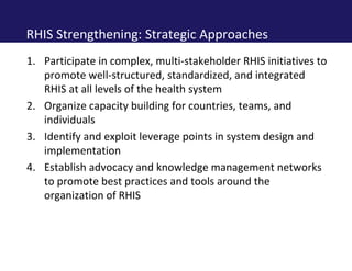 Strengthening Routine Health Information Systems (RHIS): Strategic ...