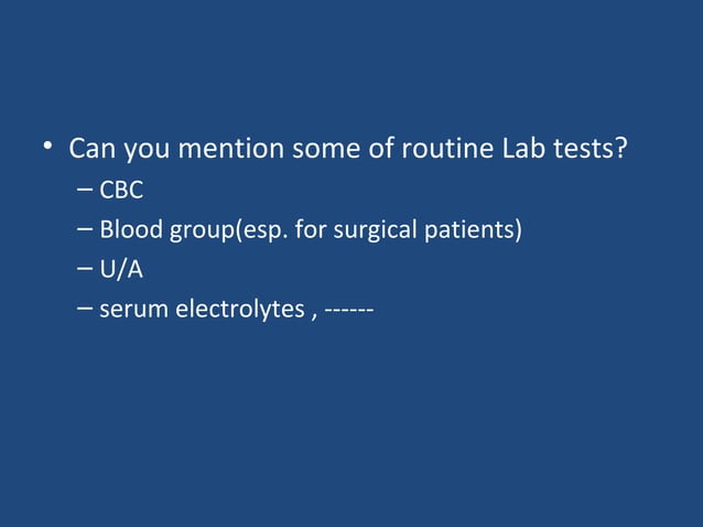 Routine lab tests | PPT | Blood Disorders | Diseases and Conditions