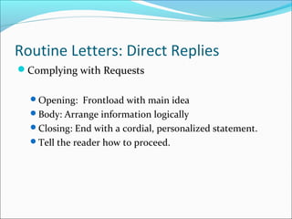 Routine letters And Good Will Messages | PPT