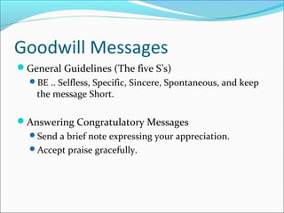 Routine letters And Good Will Messages | PPT
