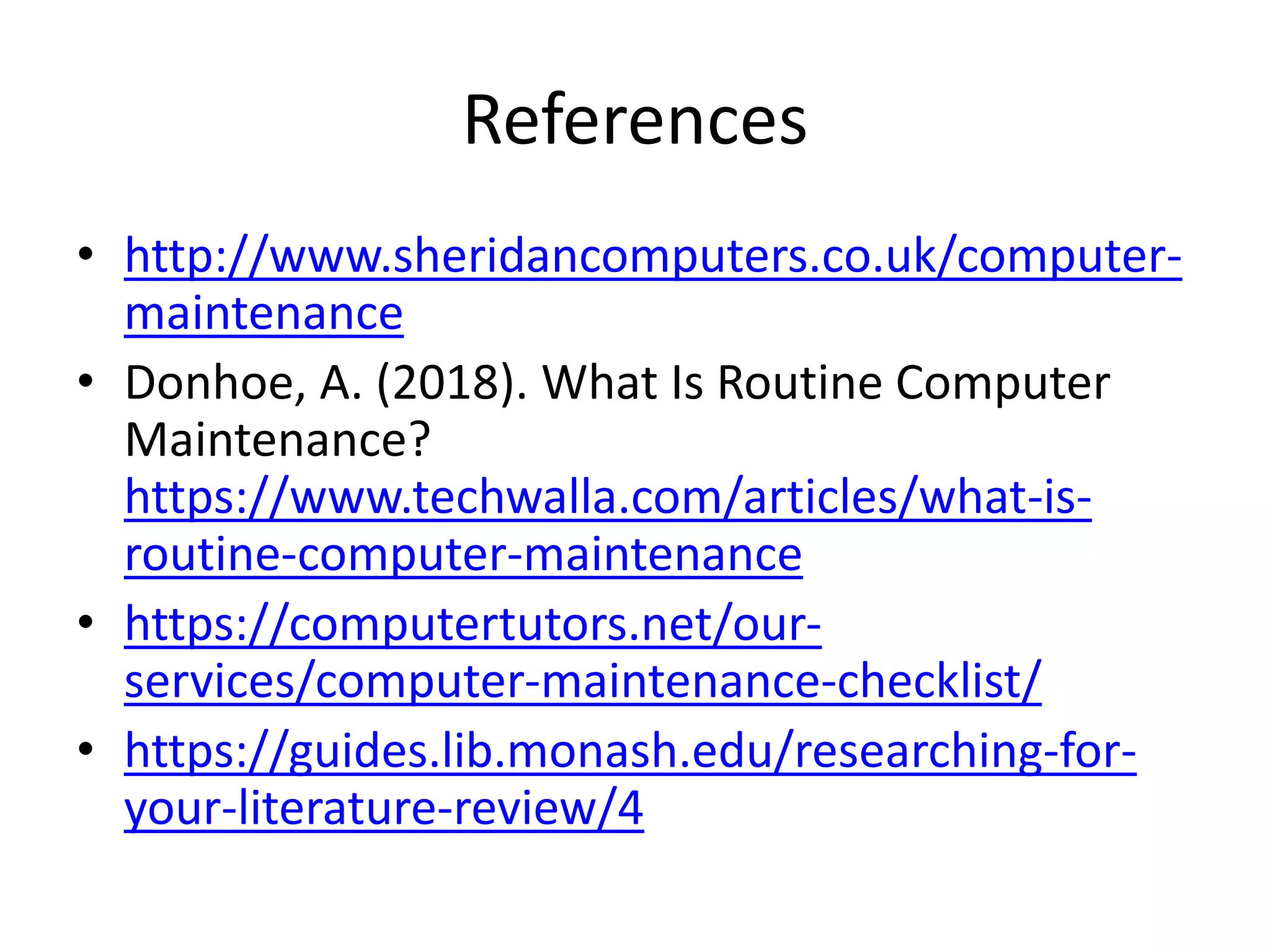 Routine Maintenance of Computer Systems and Basic Internet Search ...
