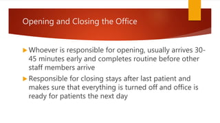 Routine Office Care, Concepts of Dental Assisting | PPTX