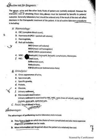 Routine test for diagnosis | PDF
