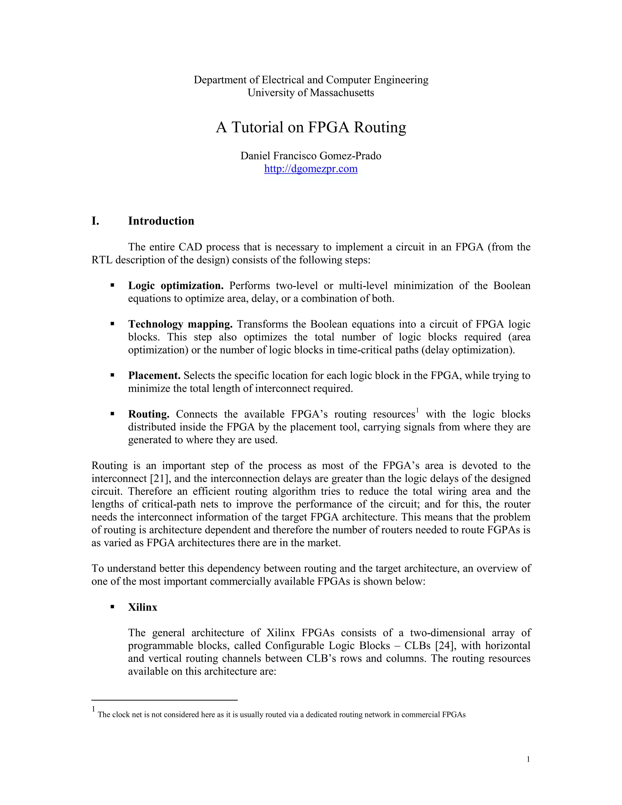 Tutorial On Fpga Routing Pdf Computer Networking Computing 