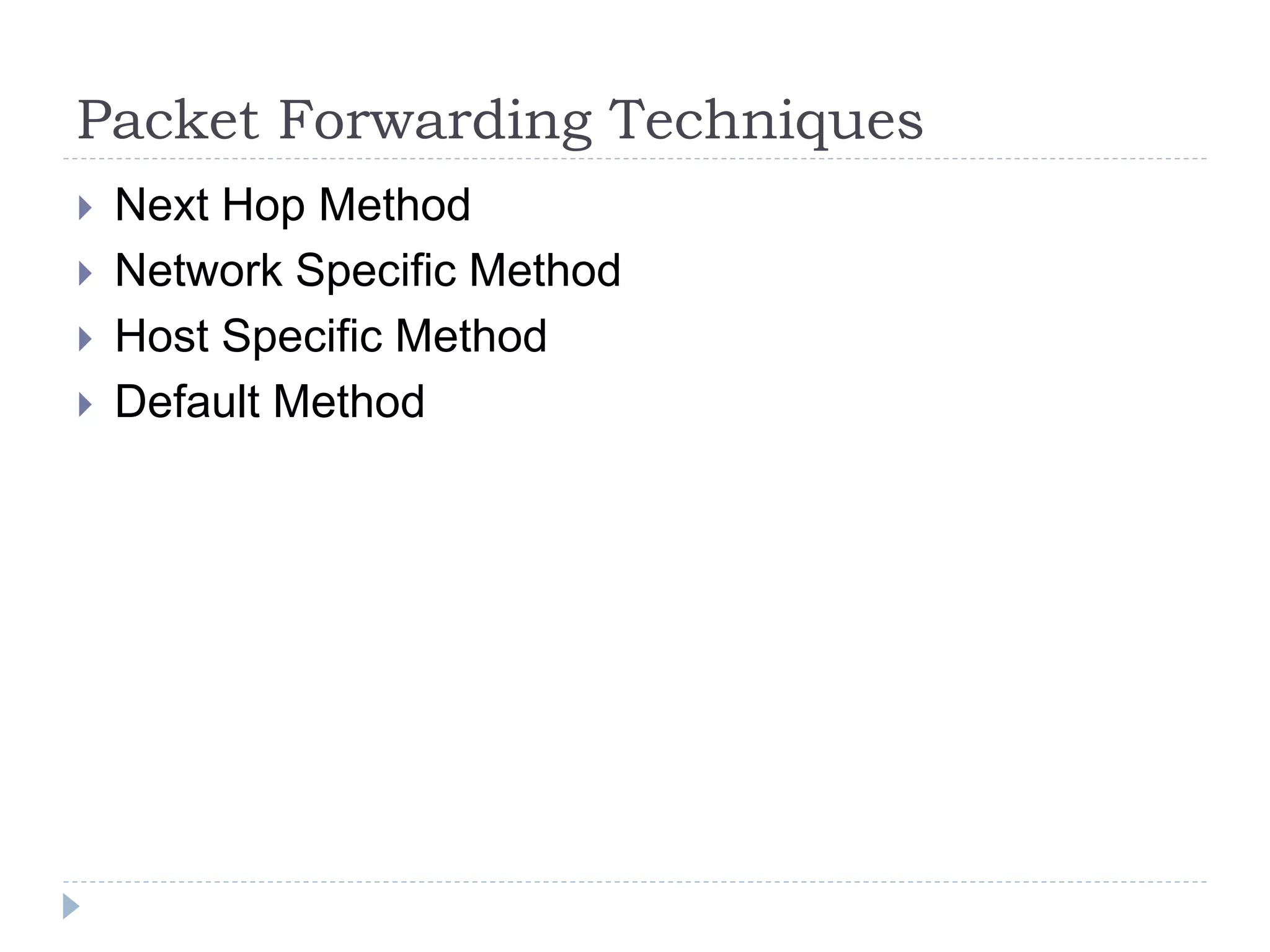 Routing, Different types of forwarding technique | PPT