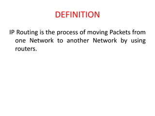 BASICS OF ROUTING IN NETWORKS | PPTX