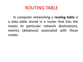 BASICS OF ROUTING IN NETWORKS | PPTX