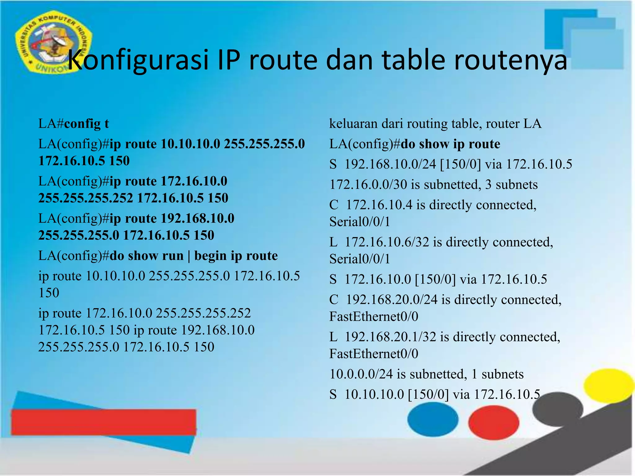 Routing Statis dan Routing Dinamis | PPTX