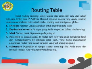 Routing Statis dan Routing Dinamis | PPTX
