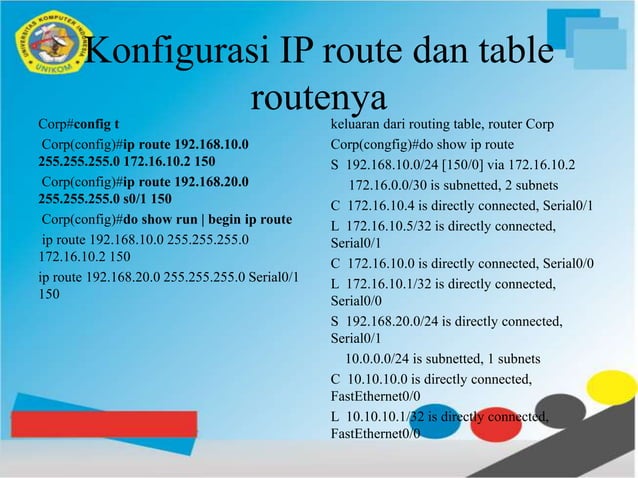 Routing Statis dan Routing Dinamis | PPTX