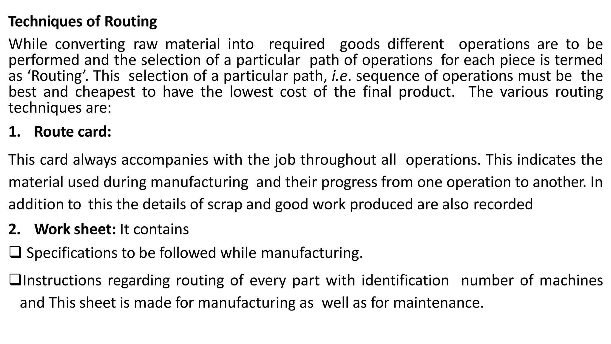 Routing.pptx scheduling and production plan | PPT