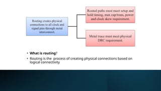 Routing Inputs and outs and initial stage of routing | PPTX