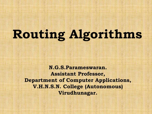Routing Algorithms Ppt 