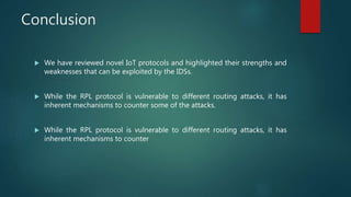 Routing attacks and counter measures in iot | PPT
