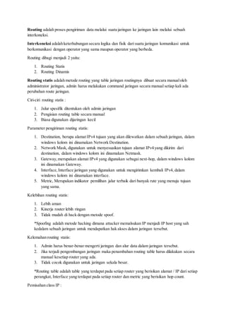 Routing (Routing Statis dan Routing Dinamis) | DOCX