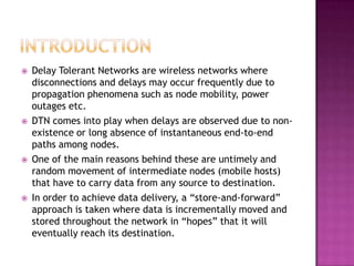 Routing in Delay Tolerant Networks | PPTX