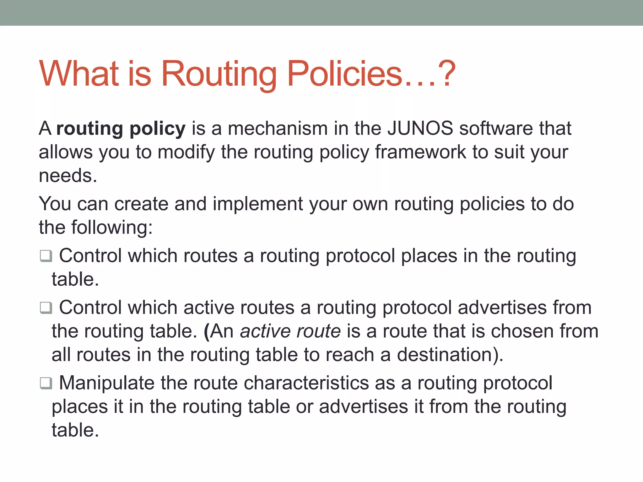 Routing Polices And Firewall Filter Ppt