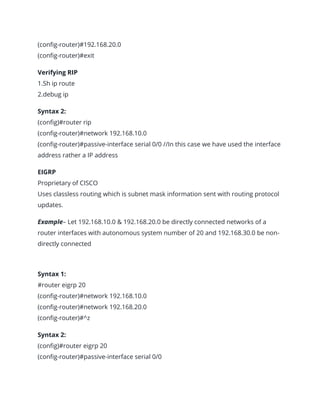 Routing protocol commands list | PDF