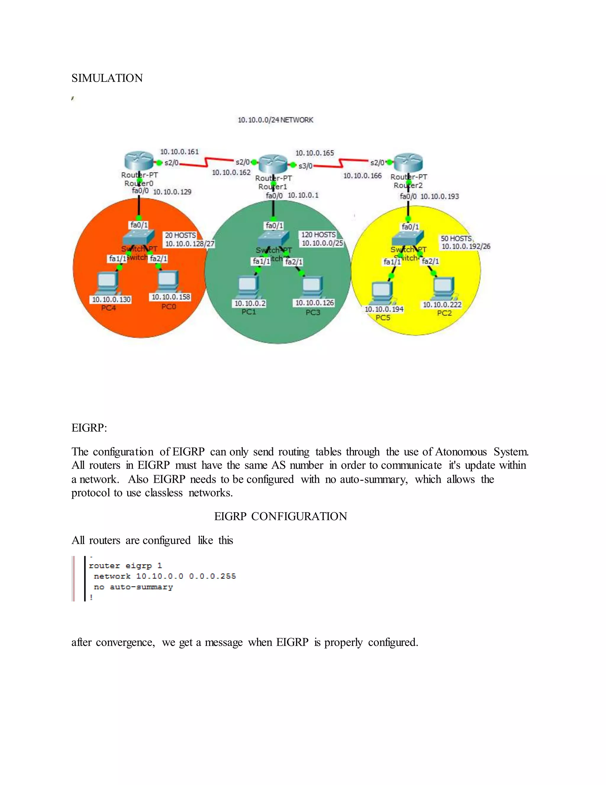 Packet Tracer Routing Protocols Eigrp And Ospf Docx Computer Networking Computing