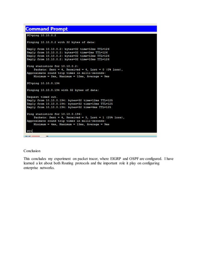 Packet Tracer Routing Protocols Eigrp And Ospf Pdf