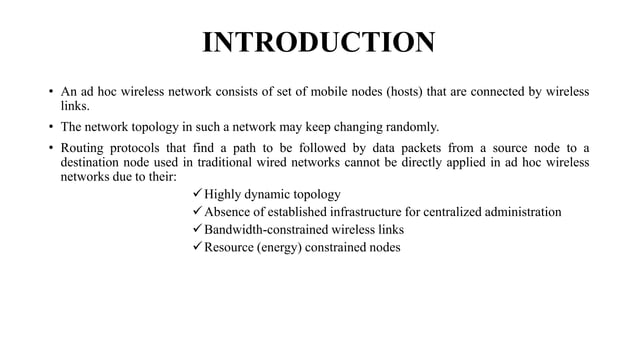 Routing protocols for ad hoc wireless networks | PPTX