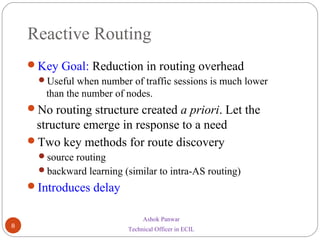 Routing Protocols in MANET's by Ashok Panwar | PPT