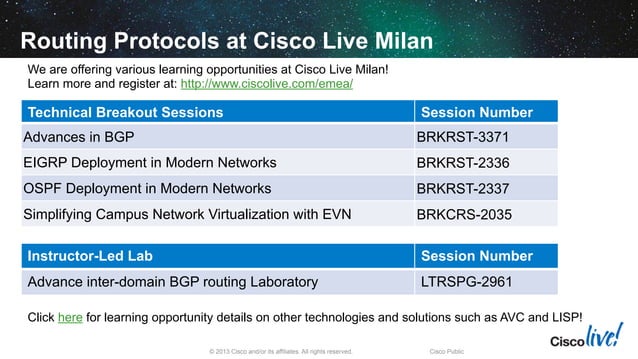 Routing Protocols at Cisco Live Milan | PPT