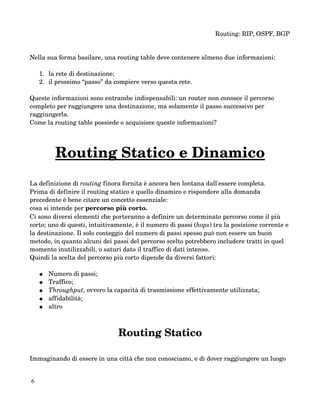 Routing: trattazione dei protocolli RIP, OSPF e BGP | PDF
