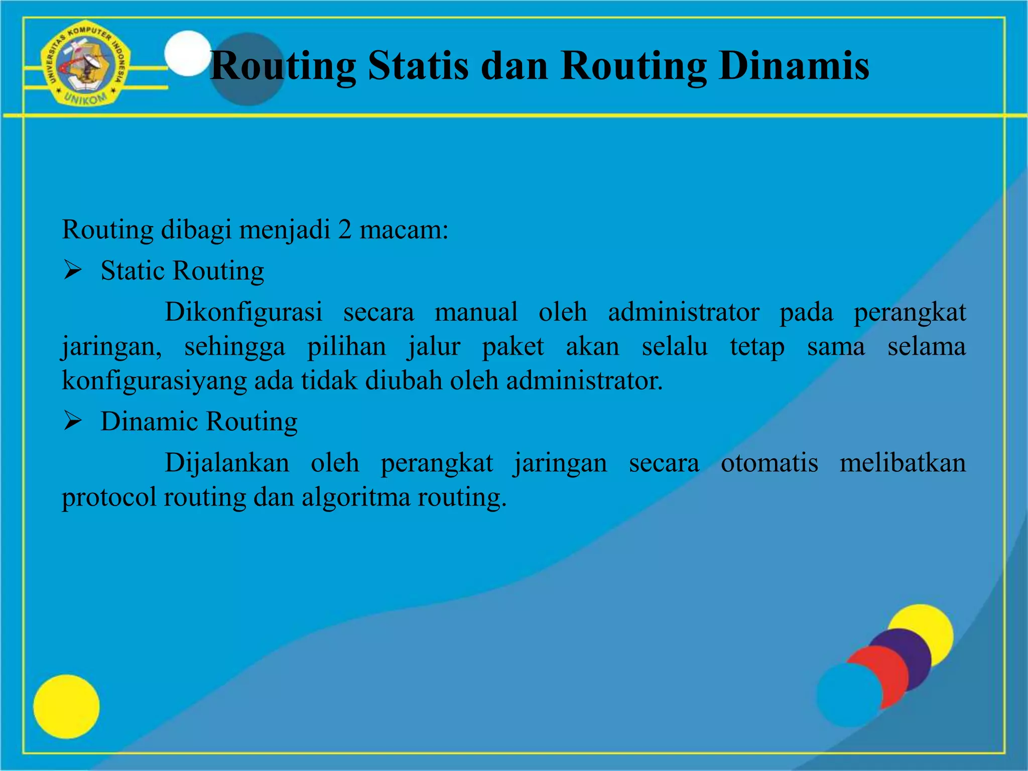 Routing Statis dan Routing Dinamis | PPTX