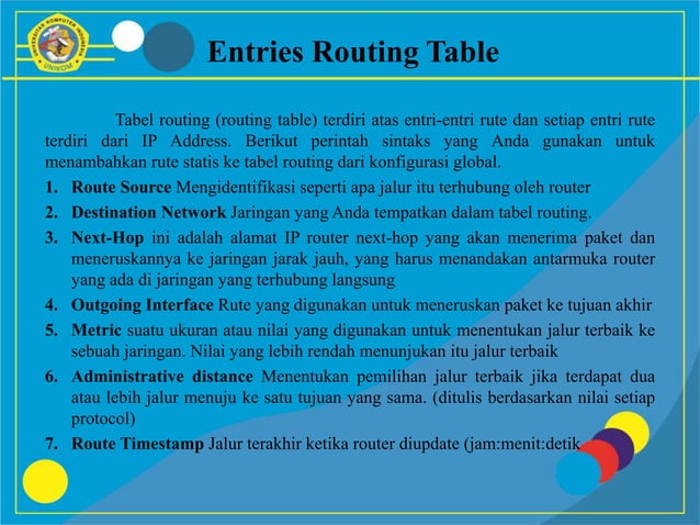 Routing Statis dan Routing Dinamis | PPTX