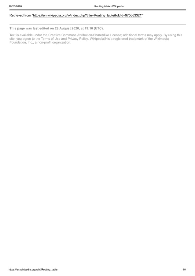 Routing table : Notes | PDF