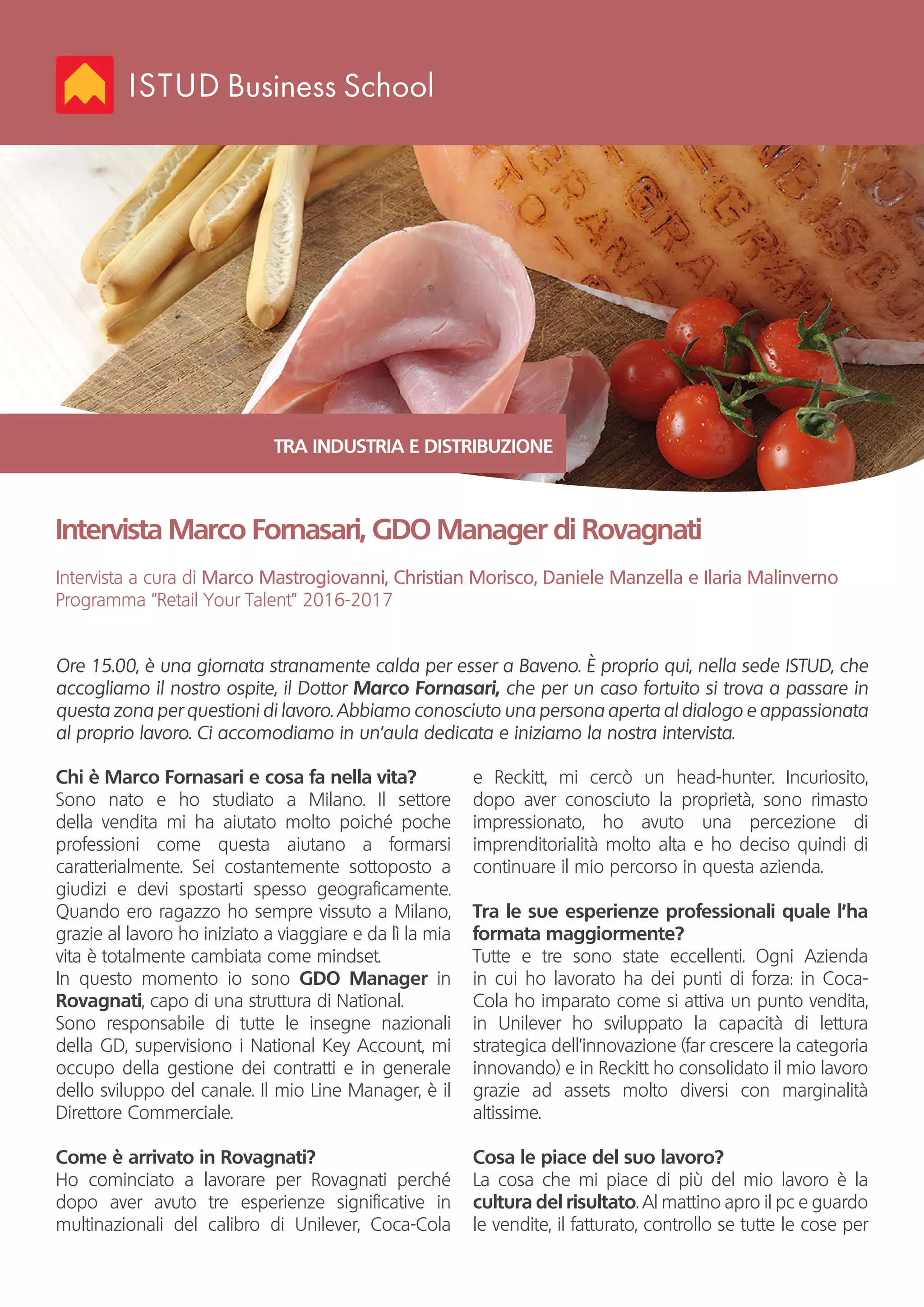 Intervista Marco Fornasari, GDO Manager di Rovagnati | PDF