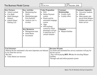 Business Canvas for Transportation (BUS service) | PDF