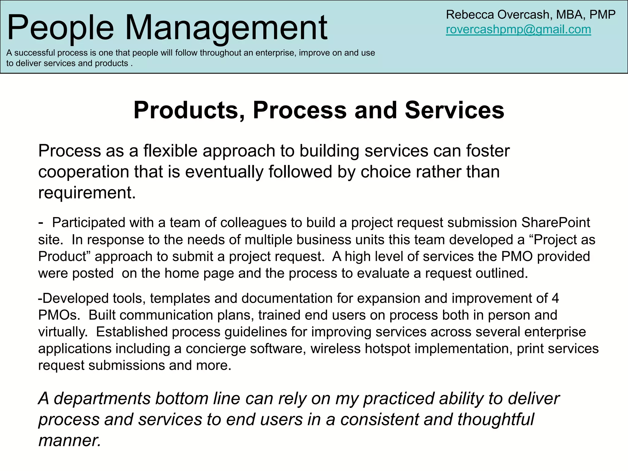 Rebecca Overcash Work Biography | PPTX