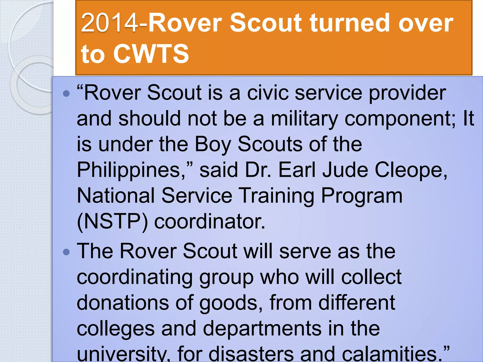 Rover Scout History in the Philippines | PPTX