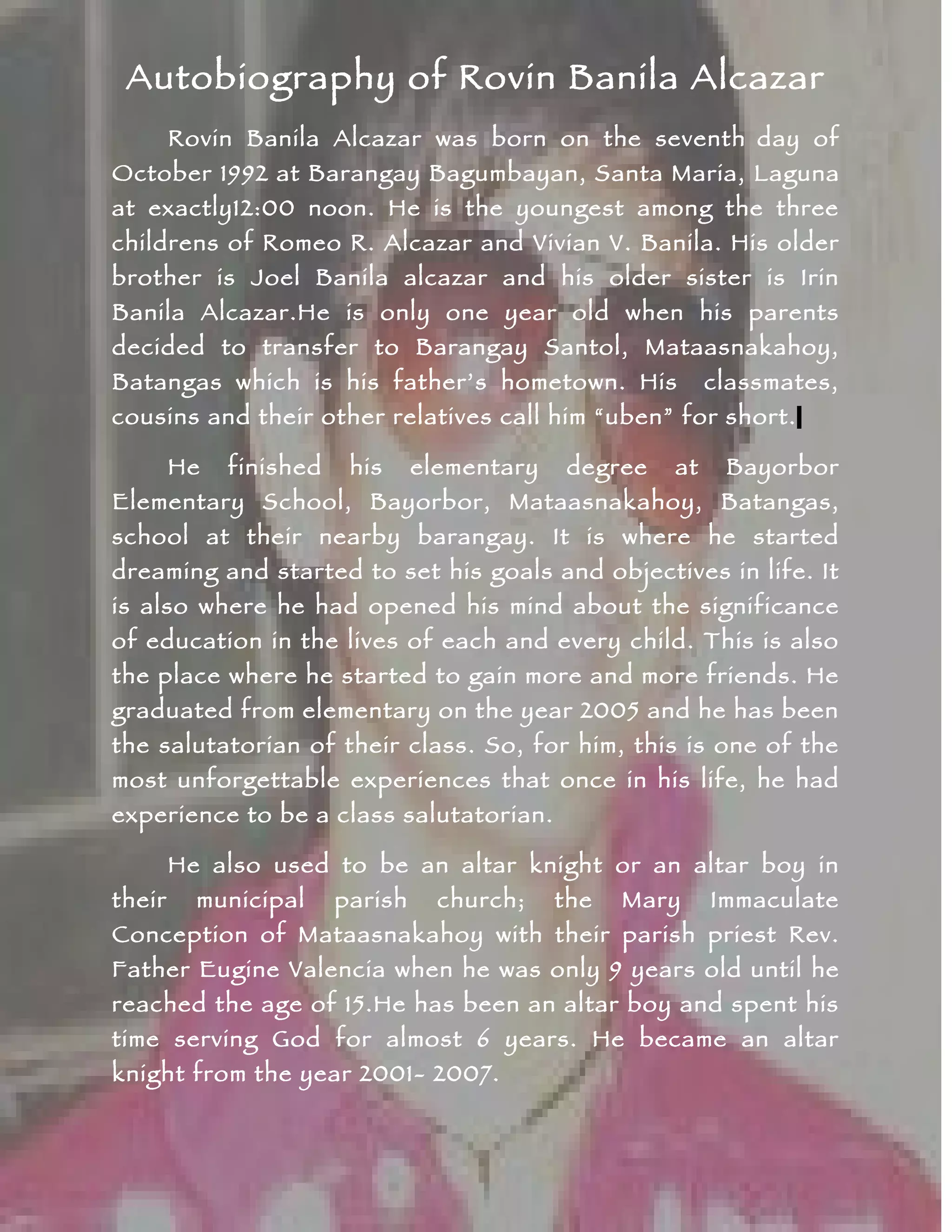 Rovin Autobiography | DOC | Graduation | Personal Celebrations & Life Events