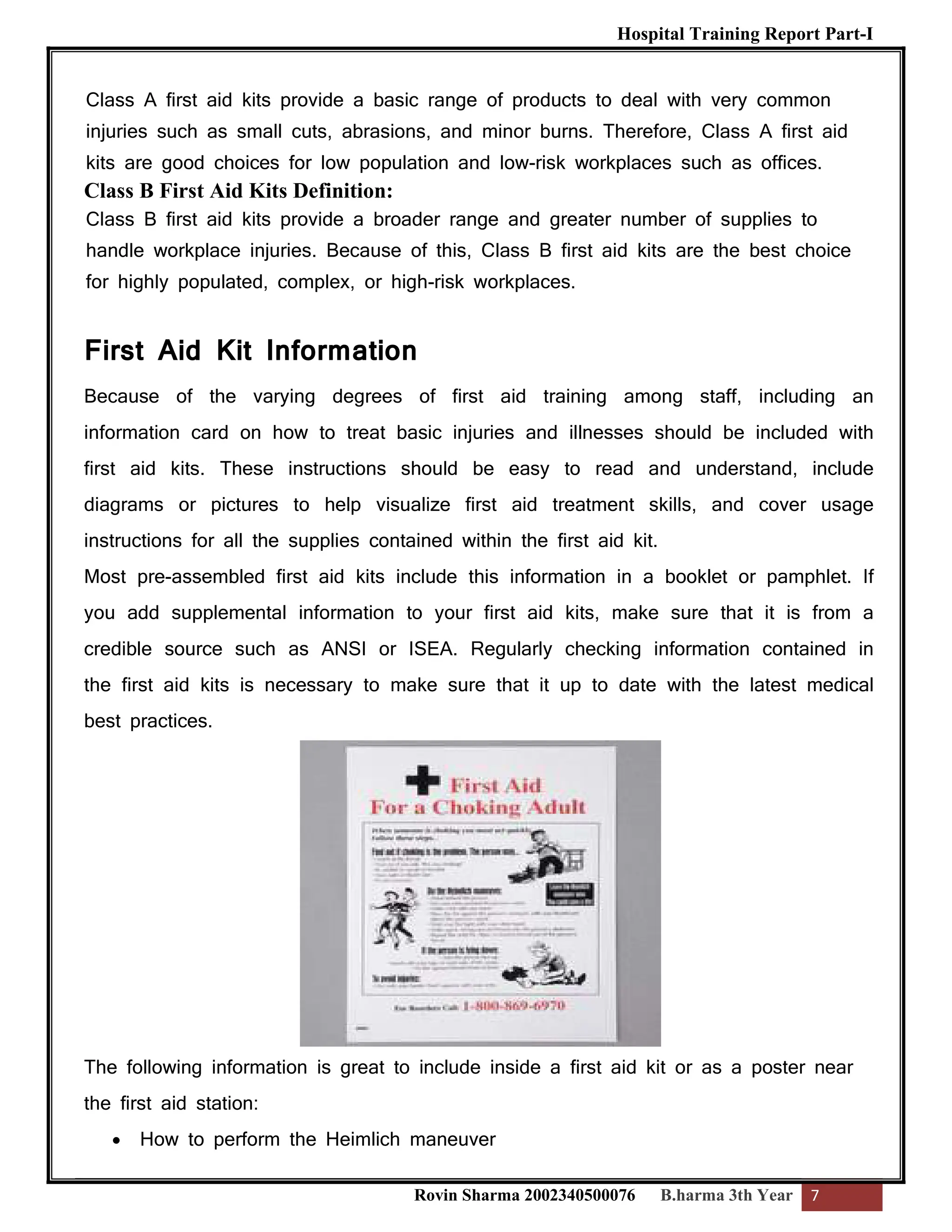 B. Pharm Hospital Training Report | PDF