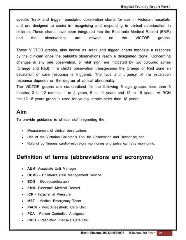 B. Pharm Hospital Training Report | PDF