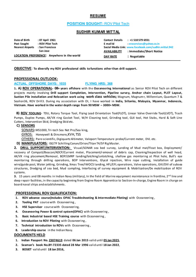 ROV Pilot Tech | PDF