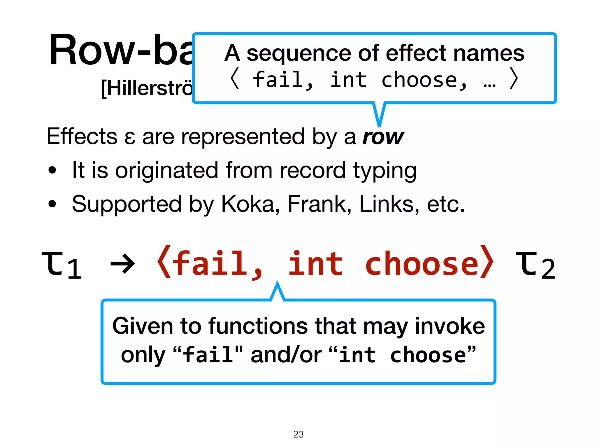 Row-based Effect Systems for Algebraic Effect Handlers | PPT