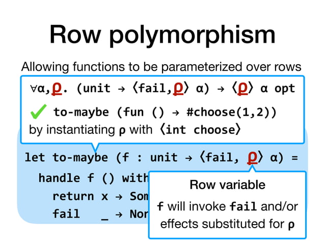 Row-based Effect Systems for Algebraic Effect Handlers | PPT