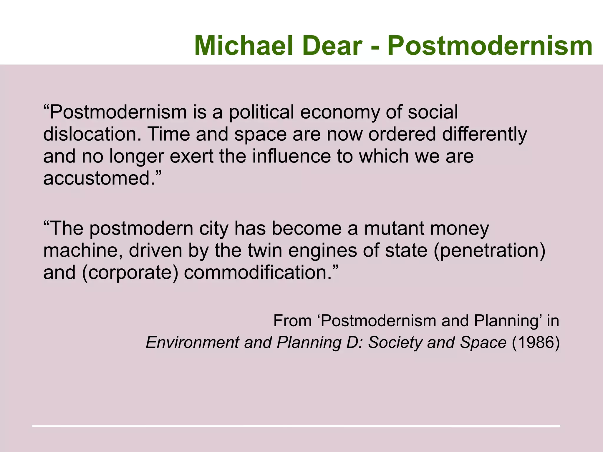 Postmodern Urbanism and the New Psychogeography | PPTX