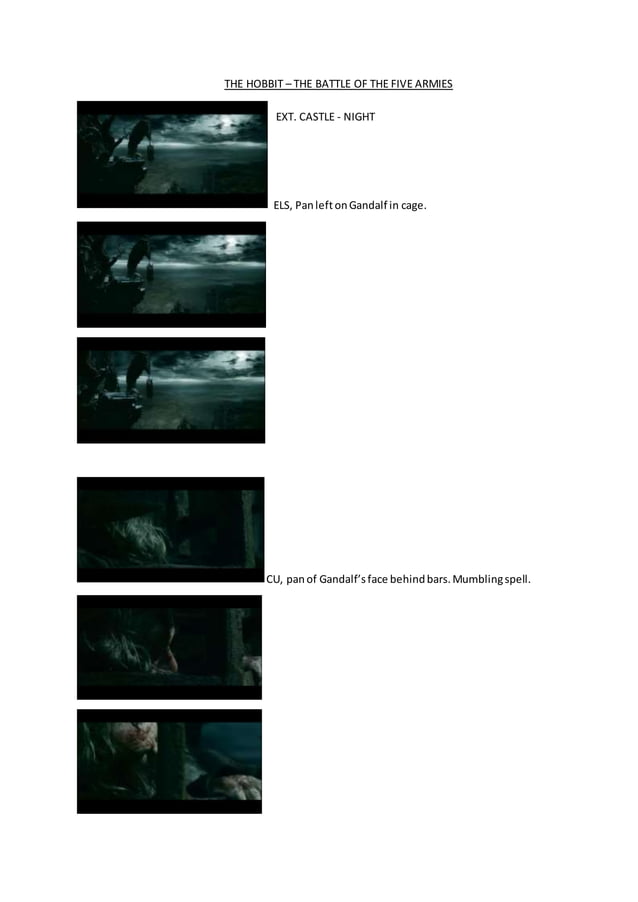 Script for The Hobbit - The Battle of the Five Armies, Shot by Shot. | DOCX | Fantasy | Genres