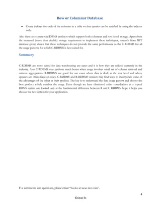 Row or Columnar Database | PDF