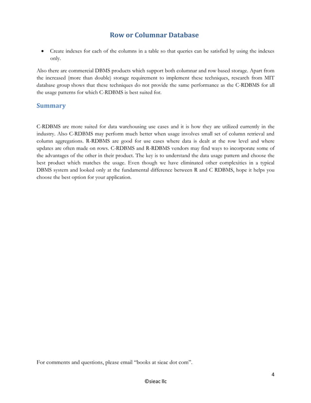 Row or Columnar Database | PDF