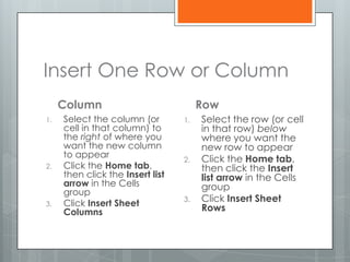 Rows and Columns | PPTX