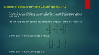Row space, column space, null space And Rank, Nullity and Rank-Nullity theorem for matrices ...