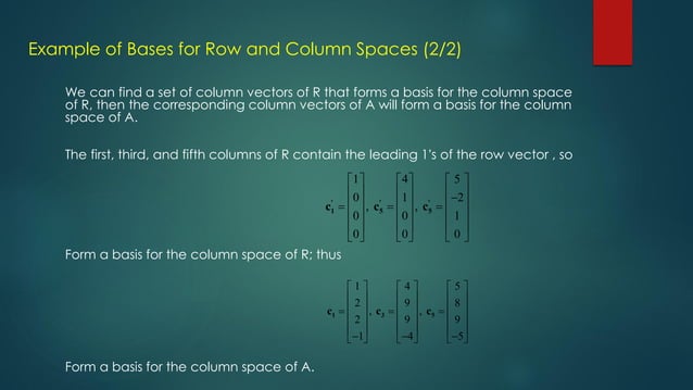 Row Space Column Space Null Space And Rank Nullity And Rank Nullity